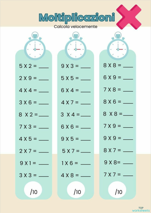 Fun Basic Multiplication Elementary Math Worksheet. Scheda interattiva ...