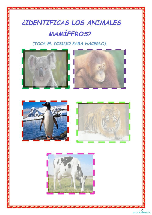 ANIMALES MAMÍFEROS. Ficha interactiva | TopWorksheets
