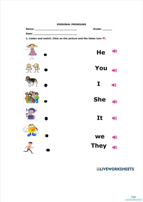 Personal pronouns and verb to be. Ficha interactiva | TopWorksheets