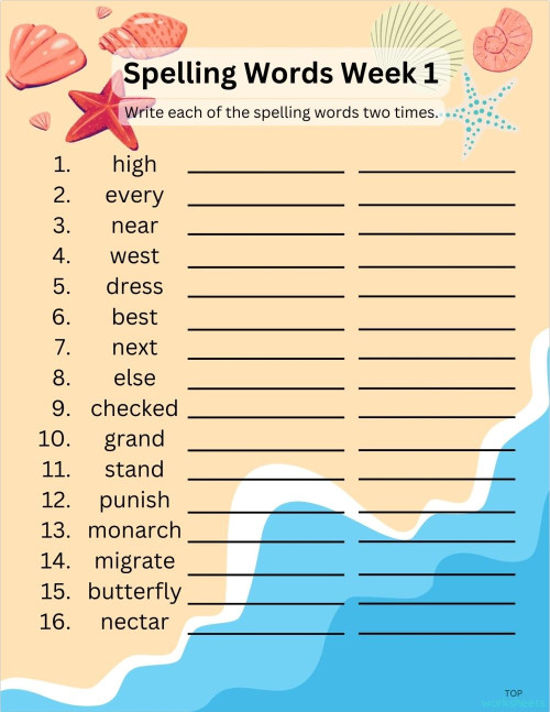 Spelling Words 1.1. Interactive worksheet | TopWorksheets