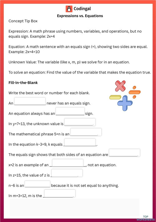 M_G05M12L34_WA01_Expressions_vs._Equations_3. Interactive worksheet ...