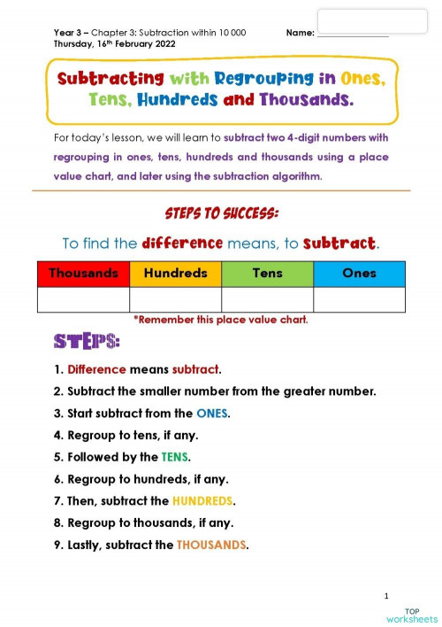 Year 3 Week 7(c). Interactive worksheet | TopWorksheets