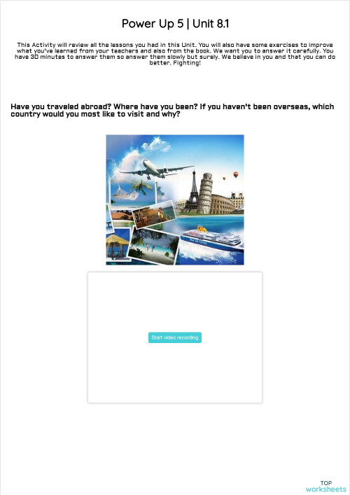 Power Up 5 | Unit 8.1. Interactive worksheet | TopWorksheets