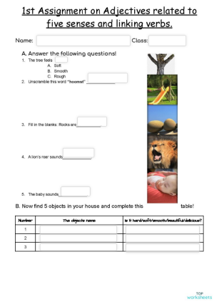 1st Assignment on adjectives related to five senses and linking verbs ...