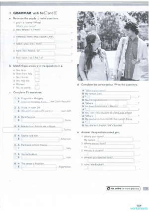 English File Workbook page 7. Interactive worksheet | TopWorksheets