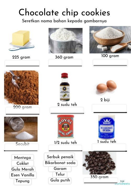 Chocolate Chip Cookies. Interactive worksheet | TopWorksheets