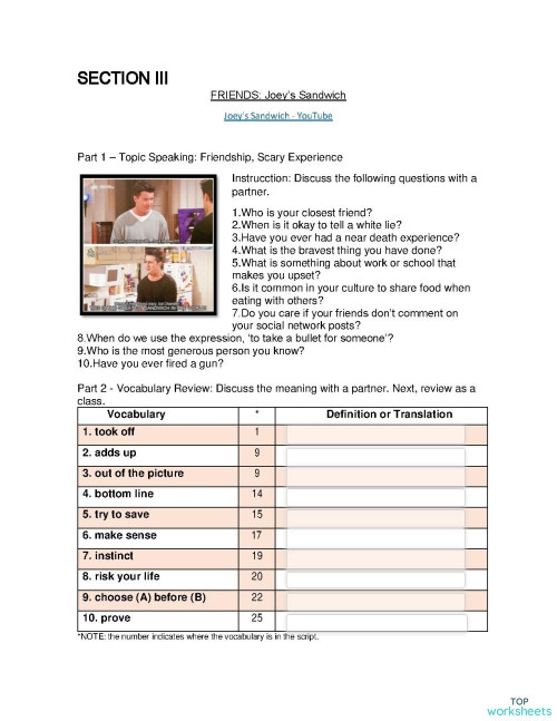 Speaking. Section III. Interactive worksheet | TopWorksheets