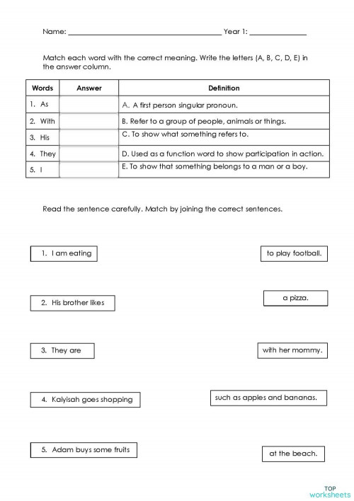Tahun 1: interactive worksheets and online exercises | TopWorksheets