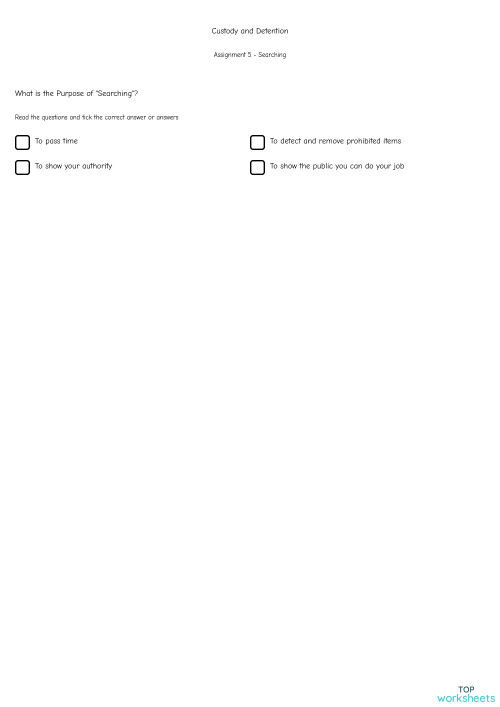 Custody and Detention. Interactive worksheet | TopWorksheets