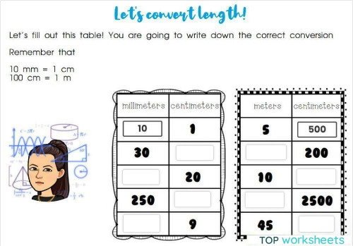 Length conversion. Interactive worksheet | TopWorksheets