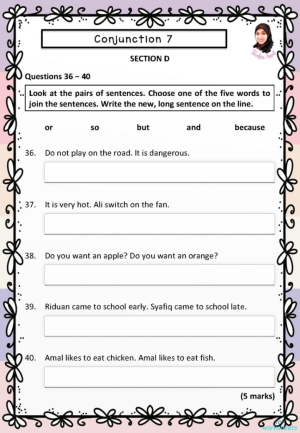 Conjunction & Cloze Passage 7 (5B) LA. Interactive worksheet ...