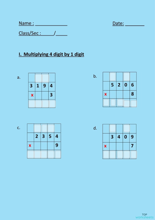 Multiply ( 1 ). Interactive worksheet | TopWorksheets