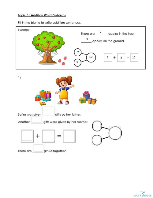 Addition Word Problems. Interactive worksheet | TopWorksheets