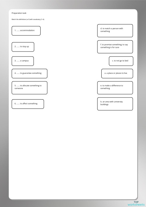 An accommodation form - P2. Interactive worksheet | TopWorksheets