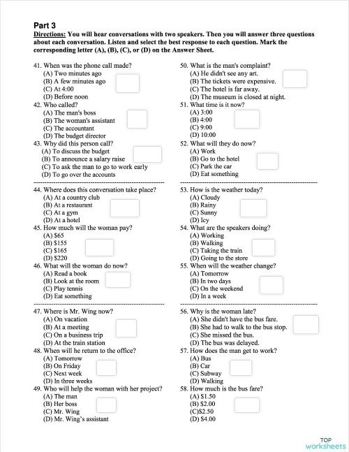 Listening: interactive worksheets and online exercises | TopWorksheets