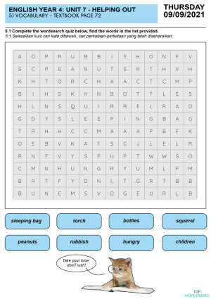 ENG YEAR 4: UNIT 7 - HELPING OUT - VOCABULARY EXCERCISE (2 ...