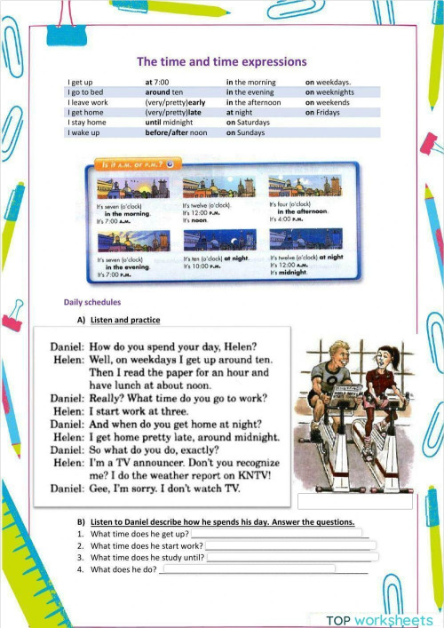 Time expressions. Interactive worksheet | TopWorksheets