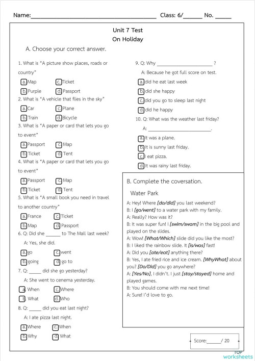 Test unit7. Interactive worksheet | TopWorksheets