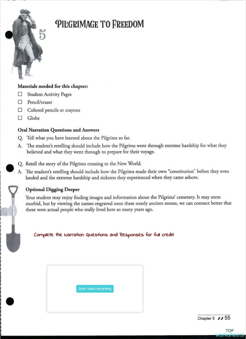 Chapter 5: Pilgrimage to Freedom Pg 55-56. Interactive worksheet ...