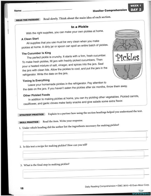 Reading week 1 day 2. Interactive worksheet | TopWorksheets