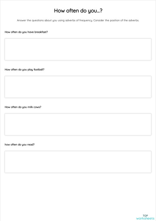How often do you...?. Interactive worksheet | TopWorksheets