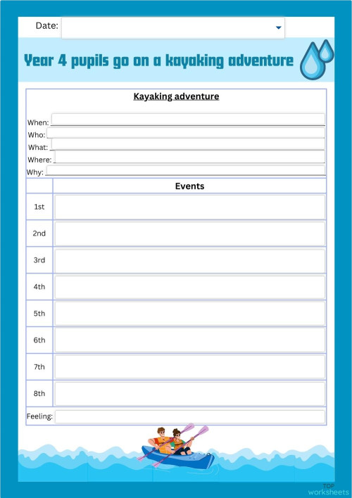 Year 4 pupils go on a kayaking adventure. Interactive worksheet ...