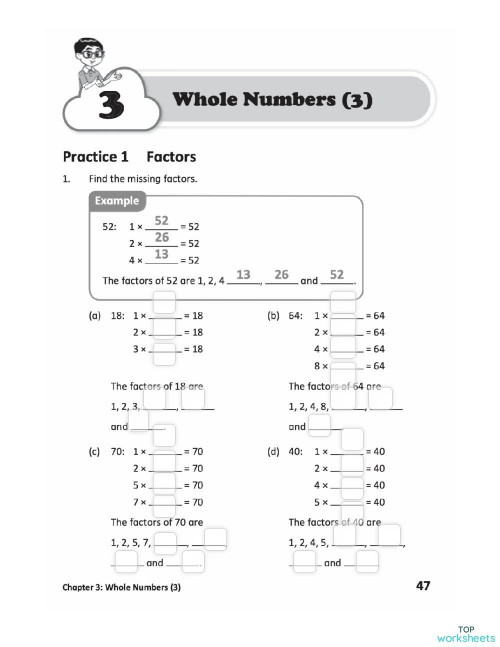 Factors of a Number. Interactive worksheet | TopWorksheets