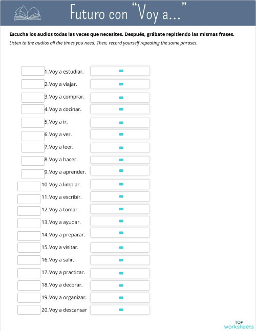 Futuro con Voy a... (ejercicios de audio). Ficha interactiva ...