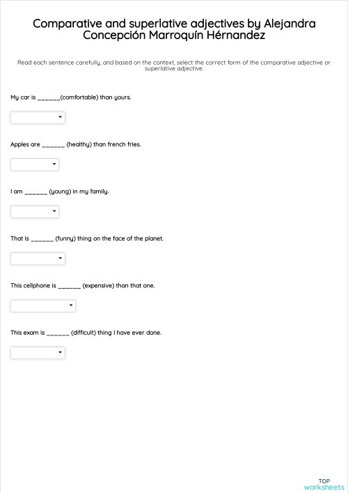 Comparative and superlative adjectives by Alejandra Concepción ...