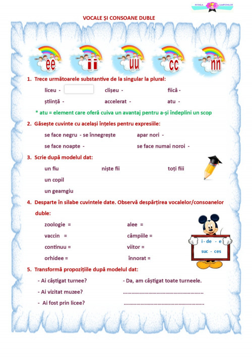 Vocale și consoane duble. Interactive worksheet | TopWorksheets