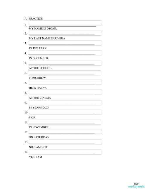 PRE BASIC - PRACTICE .... Ficha interactiva | TopWorksheets