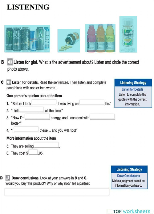 B08U10LB listening. Interactive worksheet | TopWorksheets