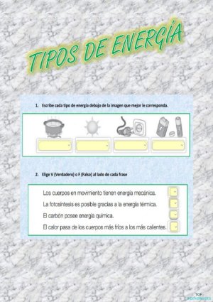 TIPOS DE ENERGÍA. Ficha interactiva | TopWorksheets