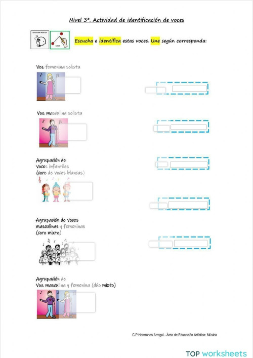 Identificación de voces. Ficha interactiva | TopWorksheets