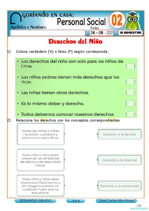 DERECHOS DEL NIÑO. Ficha interactiva | TopWorksheets