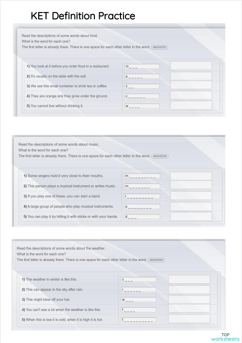 Definition: interactive worksheets and online exercises | TopWorksheets