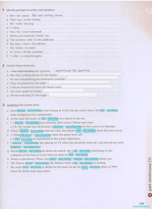 Past continuous. Interactive worksheet | TopWorksheets