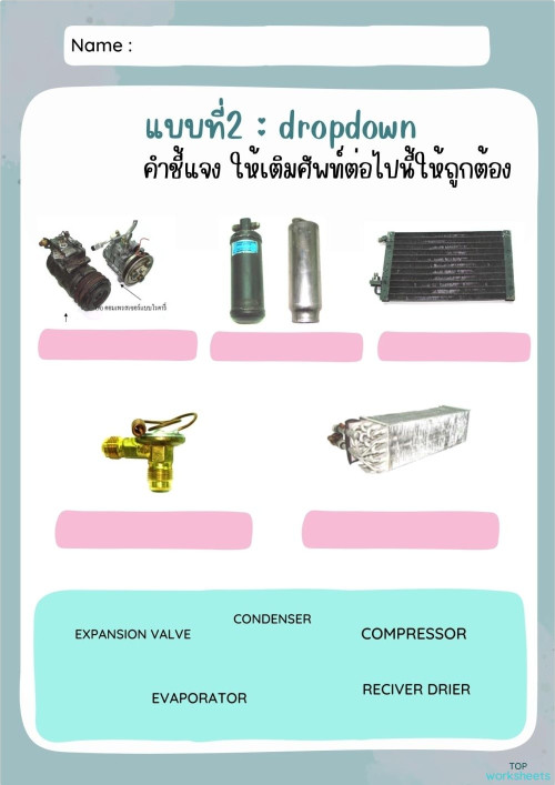 ใบงานที่ 2 Dropdown ใบงานเชิงโต้ตอบ | TopWorksheets
