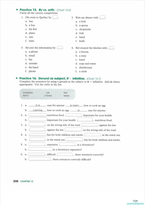 Azar workbook Fundamentals of English Grammar part 13. Interactive worksheet | TopWorksheets