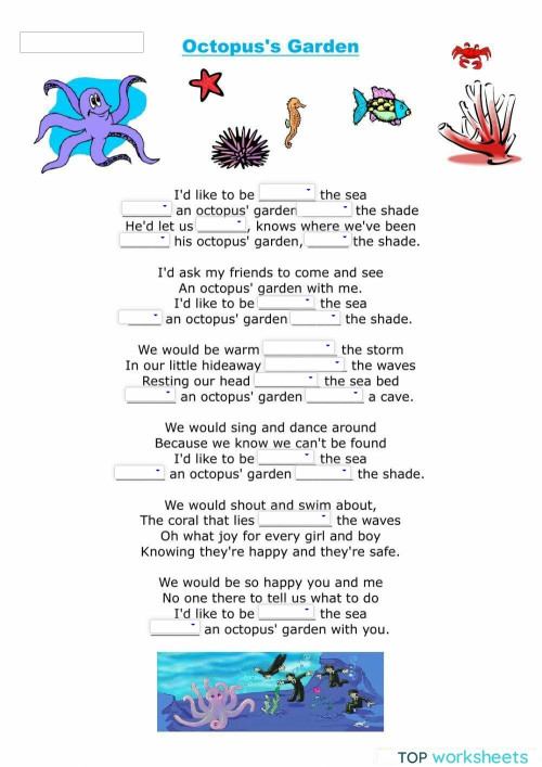 Octopus's Garden. Interactive worksheet | TopWorksheets
