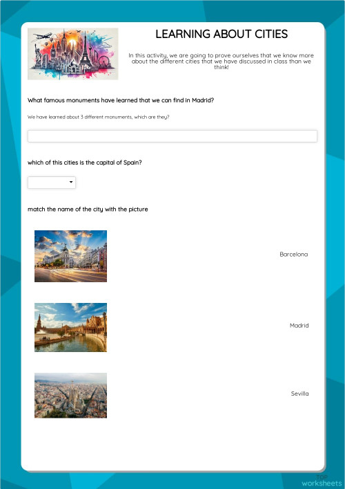 LEARNING ABOUT CITIES. Interactive worksheet | TopWorksheets