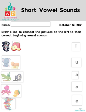 Short Vowel Sounds Activity. Interactive worksheet | TopWorksheets