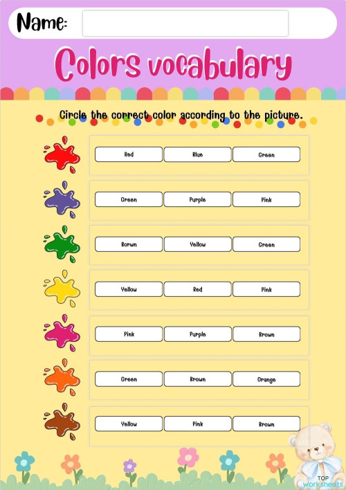 Colors Vocabulary. Interactive worksheet | TopWorksheets