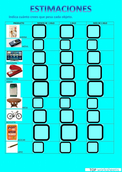 Estimaciones. Ficha interactiva | TopWorksheets