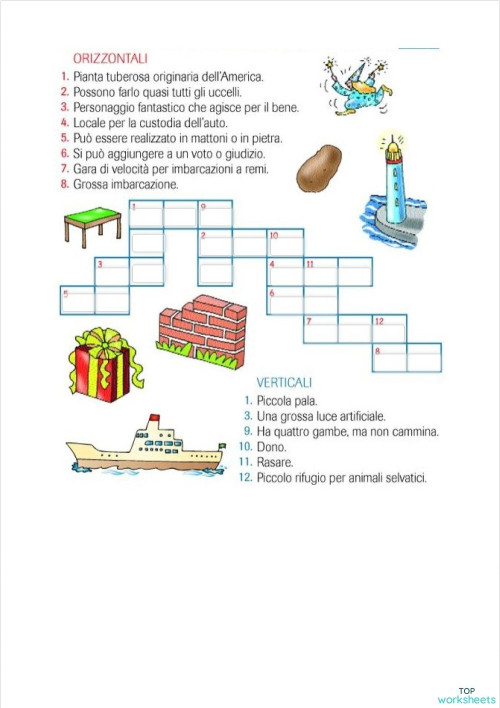 Cruciverba sillabico 1. Scheda interattiva | TopWorksheets