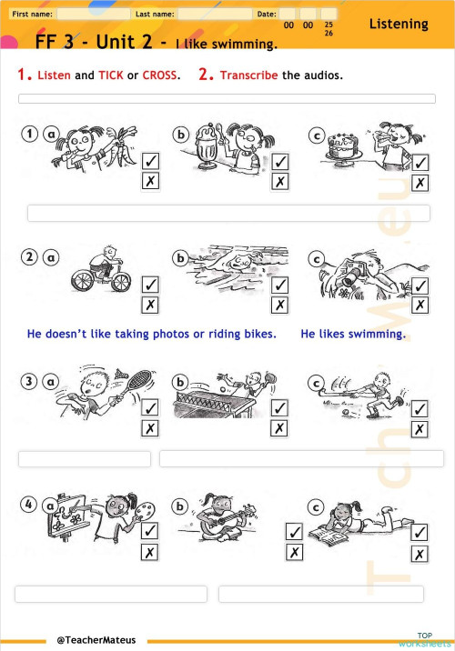 Listening comprehension: interactive worksheets and online exercises ...