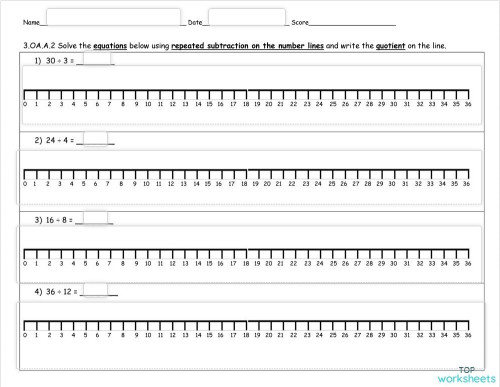 Division using a number line 2. Interactive worksheet | TopWorksheets