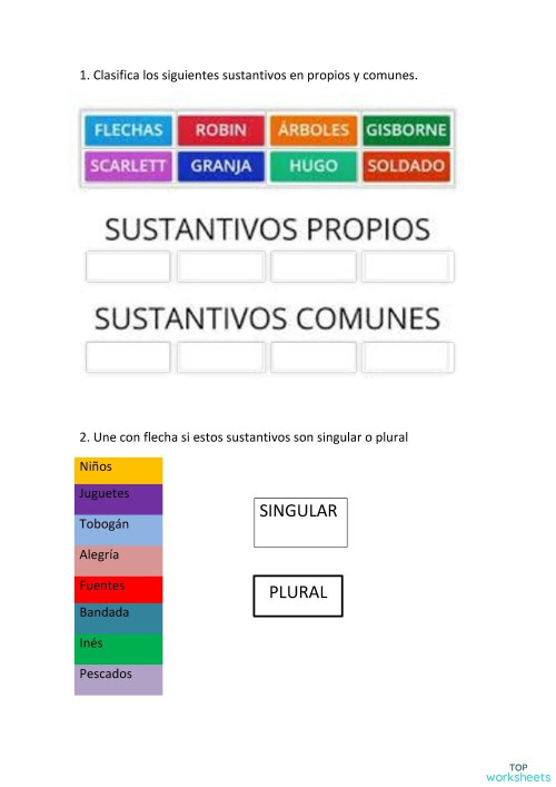 SUSTANTIVOS. Ficha interactiva | TopWorksheets