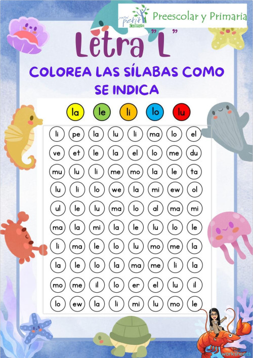 Tarea 23/03_Sílabas L l. Ficha interactiva | TopWorksheets