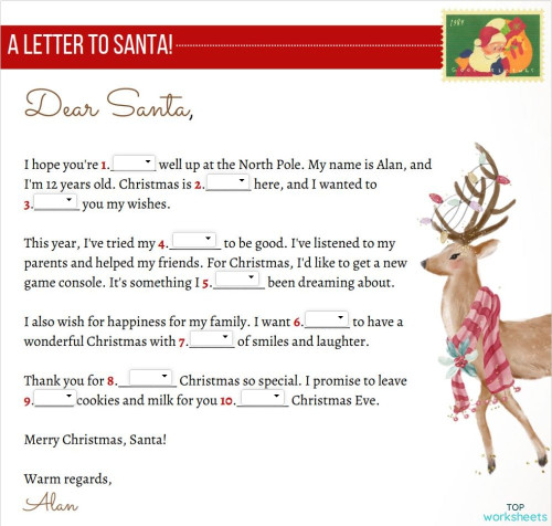 Dear Santa. Interactive worksheet | TopWorksheets